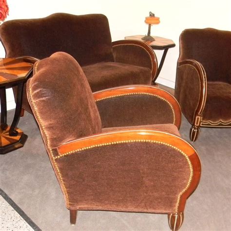 Original French Art Deco Sofa Suite Settee And Chairs Seating Items
