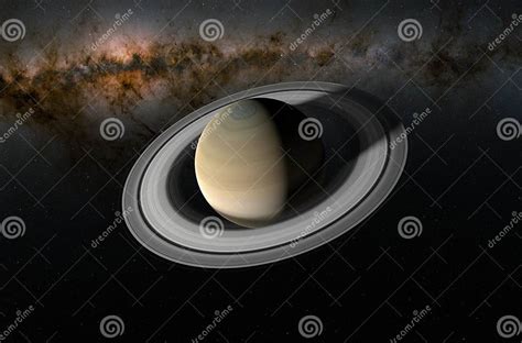 Saturn Planet In The Solar System 3d Illustration Closeup View Stock Illustration
