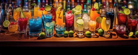 Many Colour Drinks On The Bar Generative Ai Stock Illustration