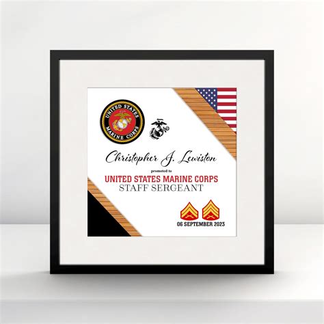 Usmc Promotion Plaque Printed Military T For Promotion Or A Custom