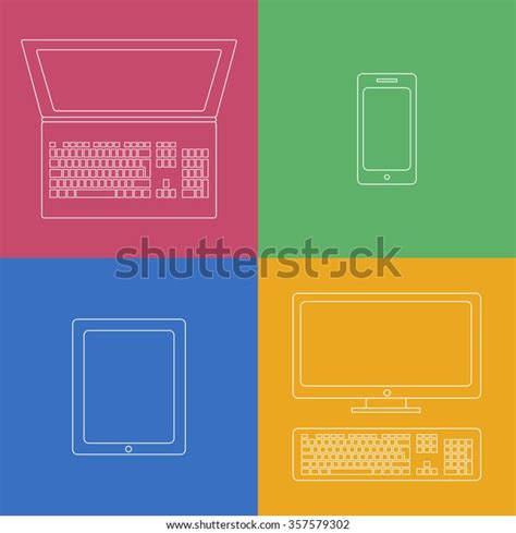 Electronic Devices Outline Design Set Computer Stock Vector Royalty Free 357579302 Shutterstock