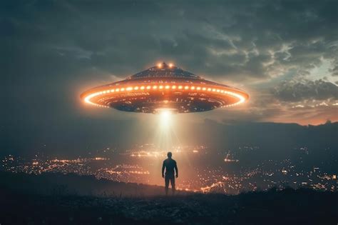 Premium Photo Man Abducted By Ufo Explores Alien Abduction Concept