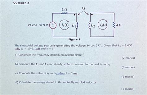 Solved The Sinusoidal Voltage Source Is Generating The