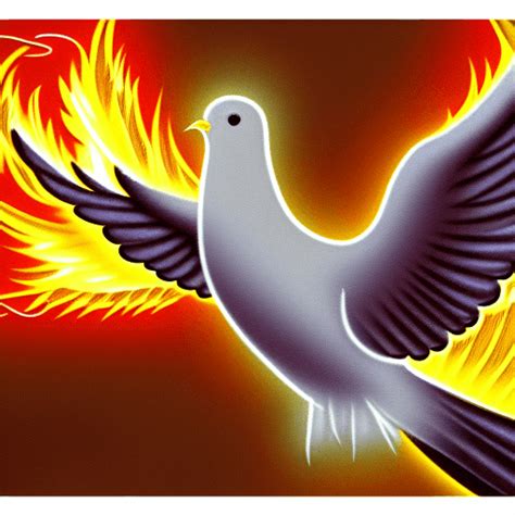 Holy Spirit Turkey Dove Flying In Tongue Of Fire · Creative Fabrica