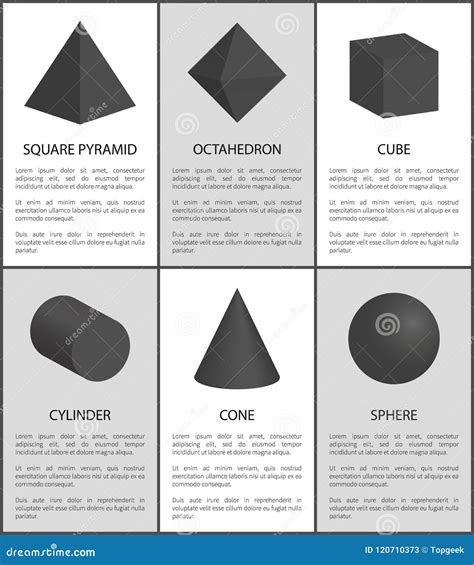 Octahedron Cone Cylinder Square Pyramid Figures Vector Illustration 121710928
