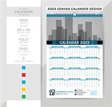 plantilla de calendario de pared elegante y creativa para el año 2023