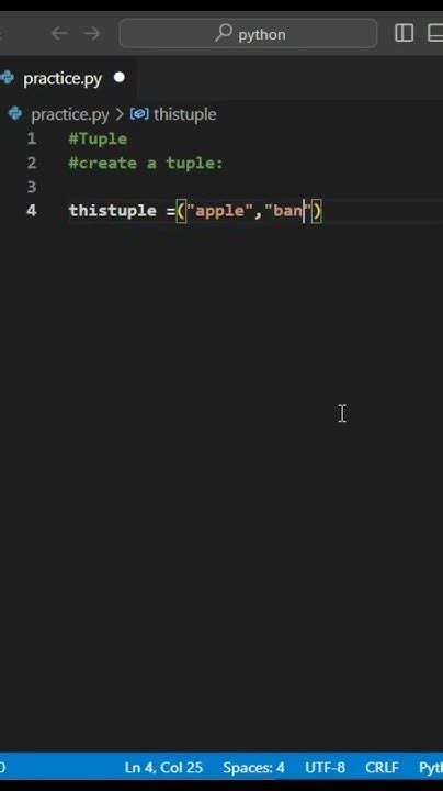 Create A Tuple 😎pythonprogramming Python Coding Pythoncoding Code Programming Youtube