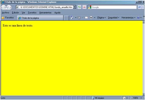 Código HTML de color para fondo y texto en página Web