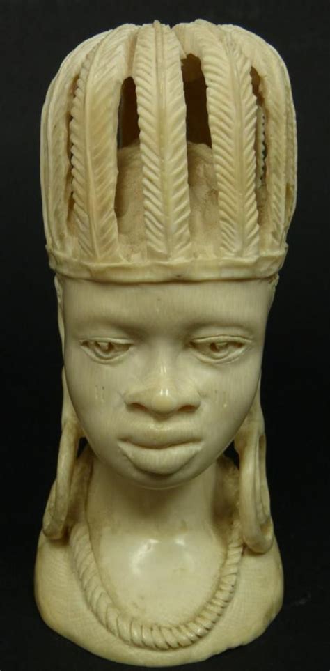 African Carved Ivory Female Bust Figure