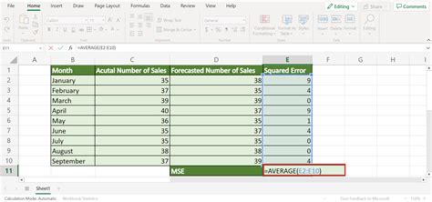 How To Calculate Mean Squared Error In Excel Sheetaki