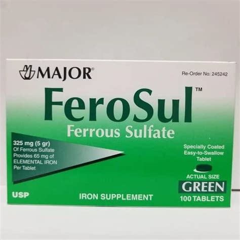3 Pack Ferosul 325mg Ferrous Sulfate Coated Tablets Easy To Swallow