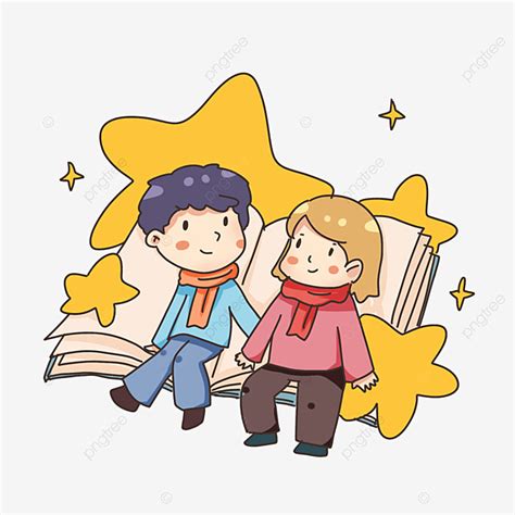 卡通可愛小學生插畫 快樂學習 快樂學習 快樂學習的男孩女孩素材圖案，psd和png圖片免費下載