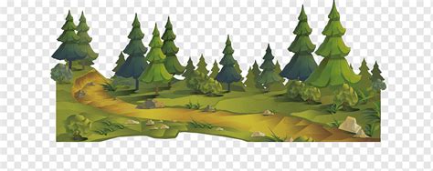 숲의 흔적과 녹색 소나무 그림 일러스트 만화 숲 만화 캐릭터 사진 풍경 Png Pngwing