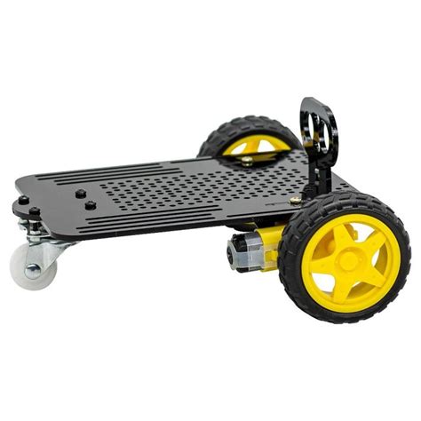 Kit Chassi 2WD Acrilico Preto Robô Carrinho 2 Rodas KCAC01