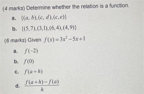 solved 4 marks determine whether the relation is a