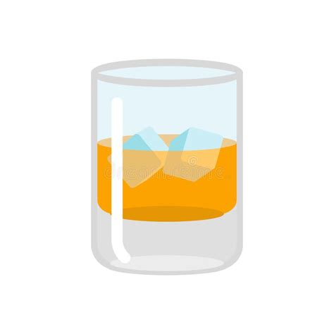 Whiskey And Ice Glass Of Scotch On Rocks Drink On White Stock Vector