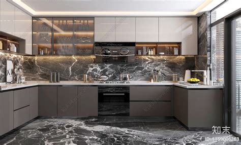 现代简约轻奢黑白灰极简侘寂风格厨房和阳台分体油烟机灶具3d模型下载【id 1159006263】 知末3d模型网