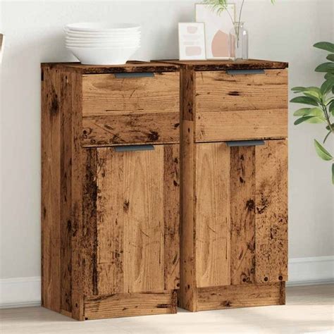 Buffets 2 Pcs Vieux Bois 30x30x70 Cm Bois Dingénierie Leroy Merlin
