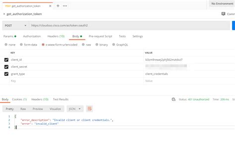 Solved Unable To Get Authorization Token Cisco Community