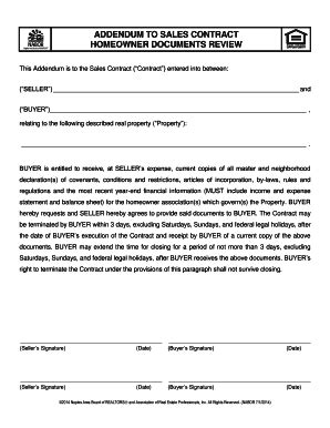 Fillable Online ADDENDUM TO SALES CONTRACT HOMEOWNER Fax Email Print