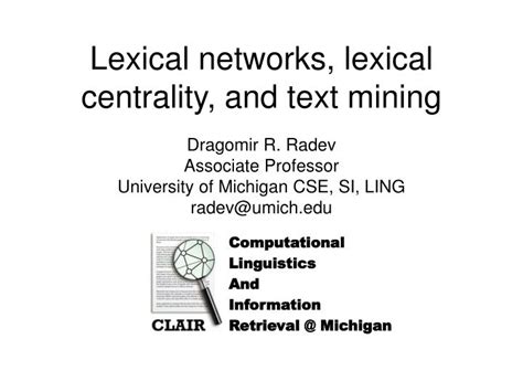 Ppt Lexical Networks Lexical Centrality And Text Mining Powerpoint