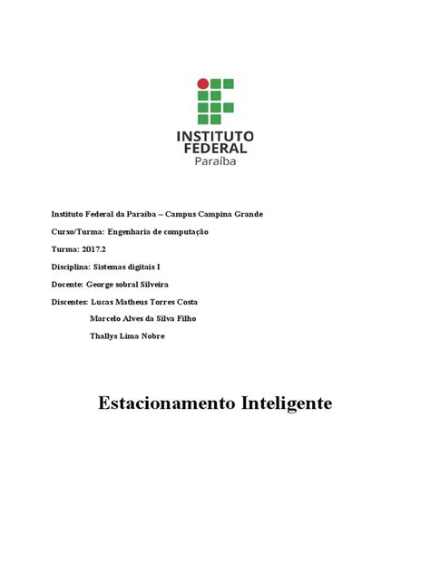 Relatório Estacionamento Inteligente Pdf Arduino Linguagem De Programação