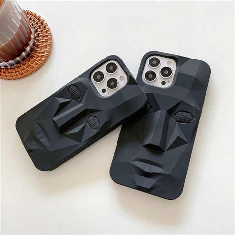 Ốp Điện Thoại Silicon Mềm Chống Sốc Hình Bức Tượng Đá Đen 3d Cho Iphone