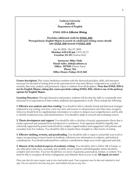 Eng Check It Carleton University Fall 2018 Department Of English