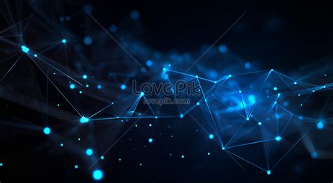 빛나는 연결 및 다각형 포인트로 추상 블루 기술 배경