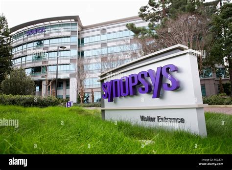 A Logo Sign Outside Of The Headquarters Of Synopsys Inc In Mountain