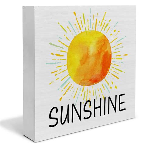 Sunshine Wooden Box Sign YPF5 Summer Sun Wood Box Sign Art Blocks Desk
