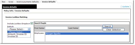 Invoice Defaults Tab