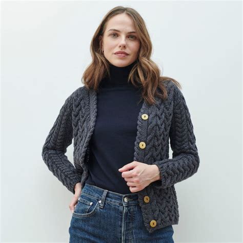 Traditional Irish Cable Knit Ladies Cardigan Tara Irish Clothing Free Us Shipping