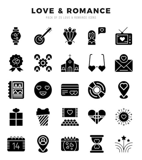 Iconos de glifos de amor Ilustración de glifos vectoriales Vector Premium