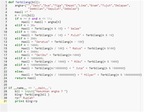 Program Python Program Menyebutkan Angka Terbilang