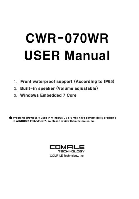 Comfile Cwr 070wr User Manual Pdf Download Manualslib