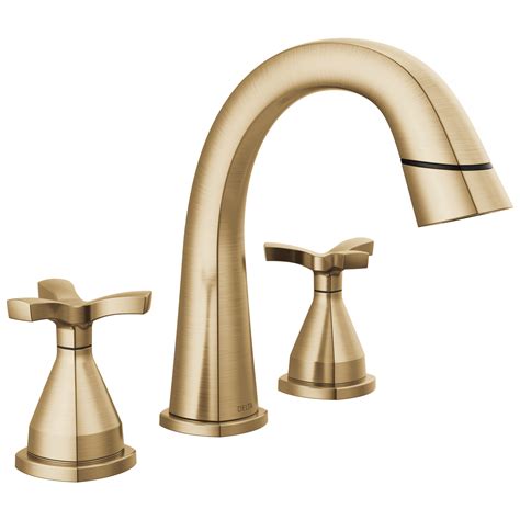 Two Handle Widespread Pull Down Bathroom Faucet In Lumicoat® Champagne