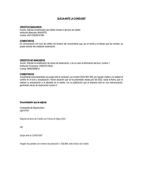 Queja Ante La Condusef Pdf
