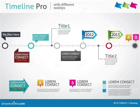 Timeline Pro Different Tooltips Stock Vector Illustration Of Modern