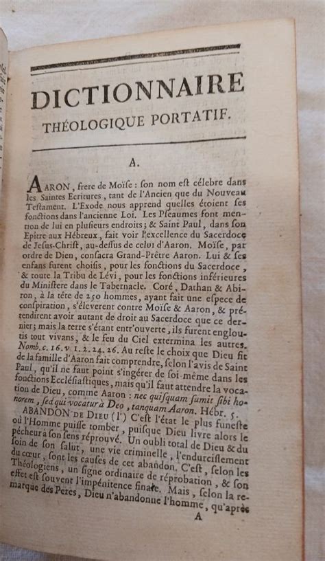 Proantic Dictionnaire Théologique Par Alletz 1767 Bon état