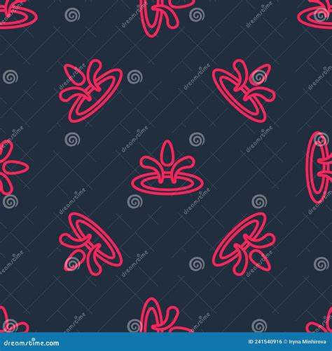 Red Line Water Drop Icon Isolated Seamless Pattern On Black Background