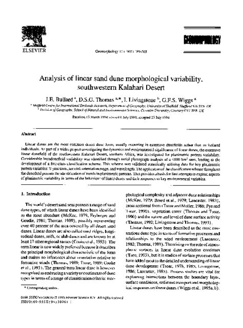 Pdf Analysis Of Linear Sand Dune Morphological Variability