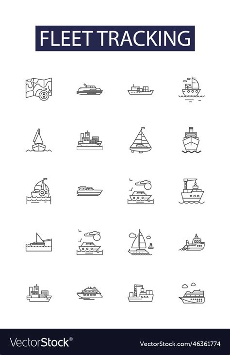 Fleet Tracking Line Icons And Signs Royalty Free Vector