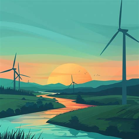 Wind Turbines Premium Ai Generated Image