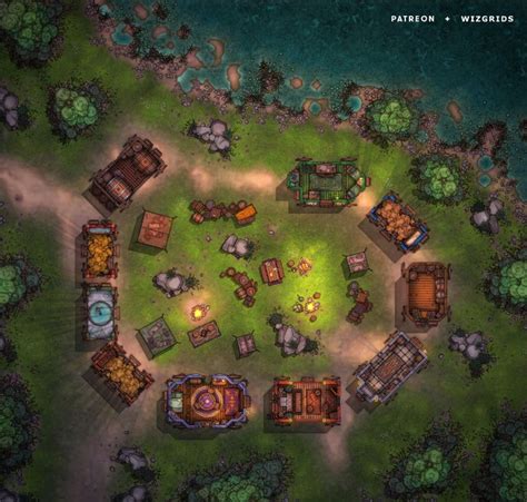 Travelling Menagerie 42x40 Fantasy City Map Illustratie Dungeons