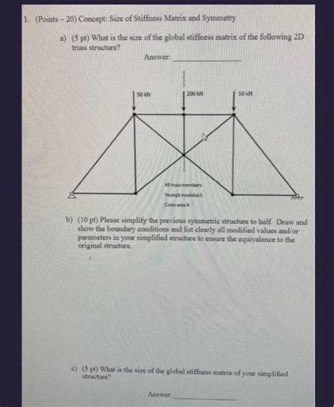 Solved Points Concept Size Of Stiffness Matrix And Chegg Com