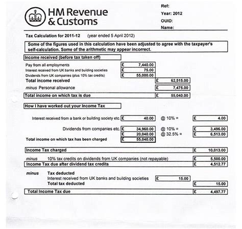 Example Of Form Sa302 From Hmrc For Mortgage Applications Pay Off