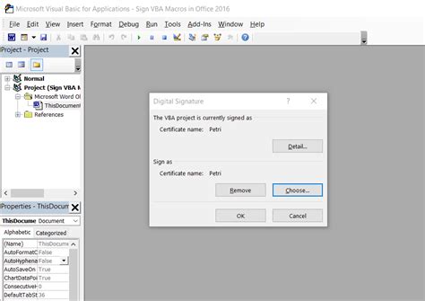 Code Signing Microsoft Office Macros And Visual Basic For Applications Petri It Knowledgebase