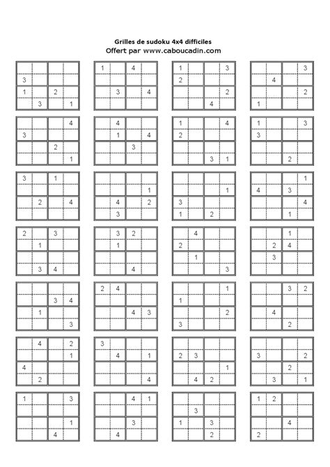 Sudoku Difficile Pour Enfant à Imprimer Caboucadin