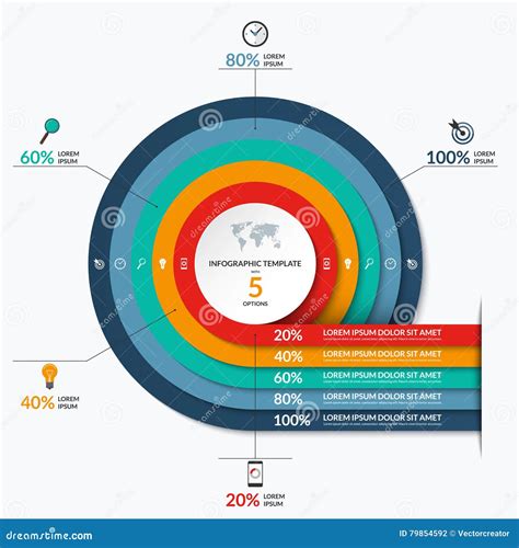 Infographic Concentric Diagram Template With 10 Options Vector
